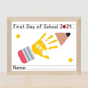 First Day of School Handprint Craft Printable, Back to School Pencil ...