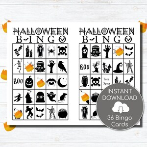 Printable Halloween Party Games Halloween Bingo Halloween - Etsy