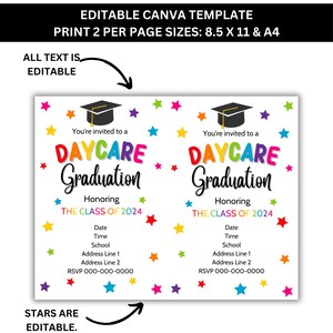 Editable Daycare Graduation Invitation Canva Template Electronic ...