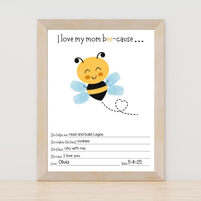 Mother's Day Handprint Craft: I Love Mom Bee Keepsake (instant Download ...