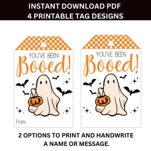 You've Been Booed Gift Tag Neighbor Halloween Gift Boo Basket Tag Ghost ...