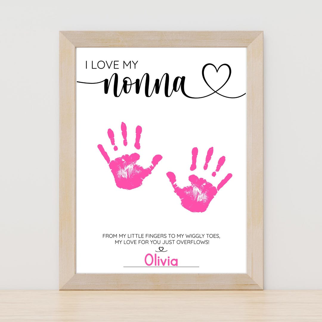 I Love My Nonna Handprint Footprint Printable, Mother's Day Gift, Gift ...