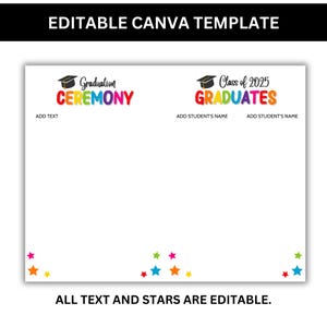 Editable Kindergarten Graduation Program, Canva Template, Instant ...