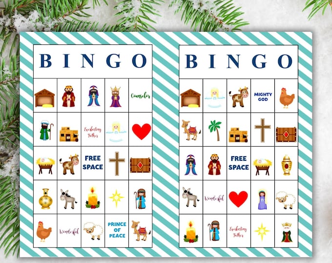 Printable Nativity Bingo | Christmas Bingo for Kids | 35 Unique Bingo ...