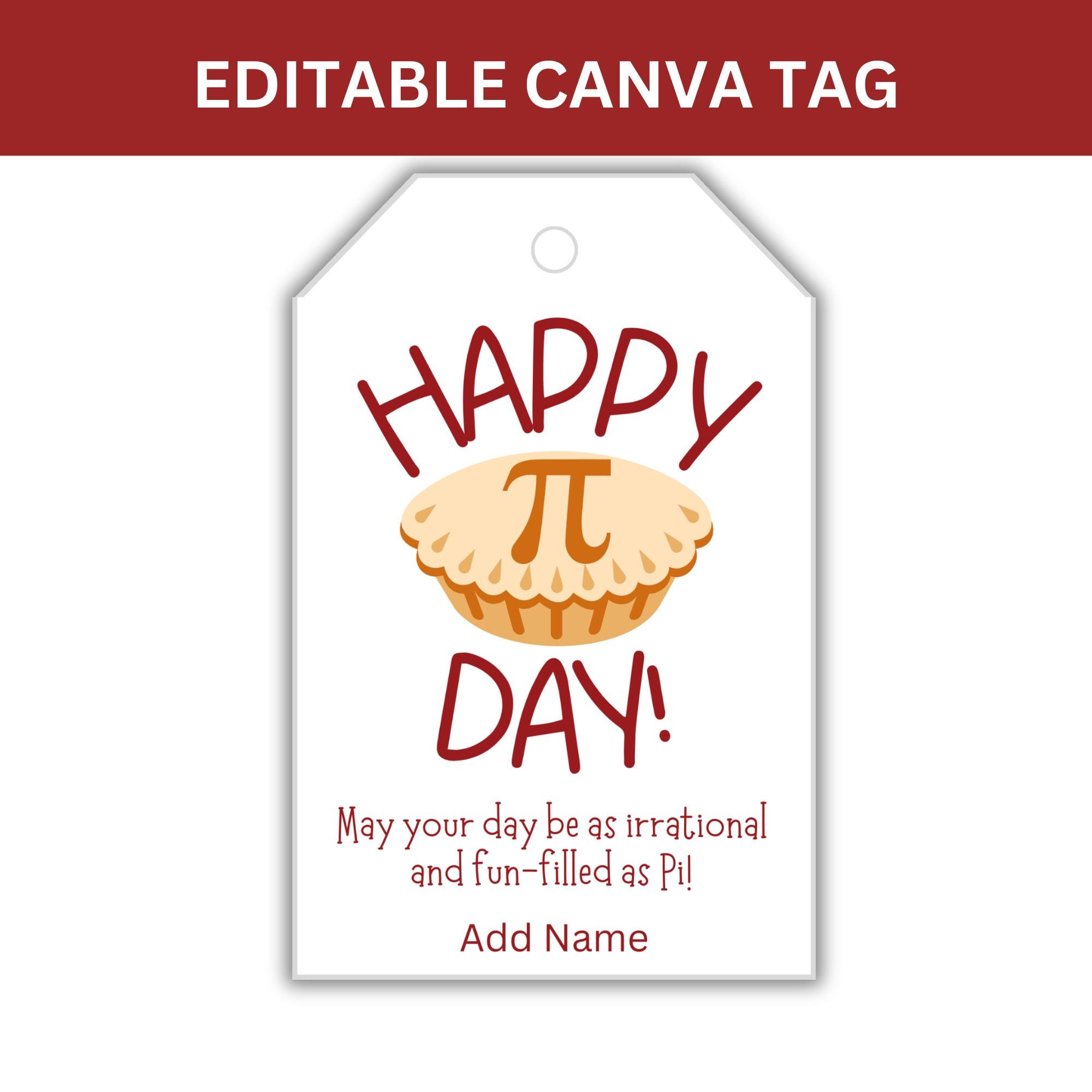 Happy Pi Day Gift Tags: Math Teacher STEM Favor (printable, Editable ...