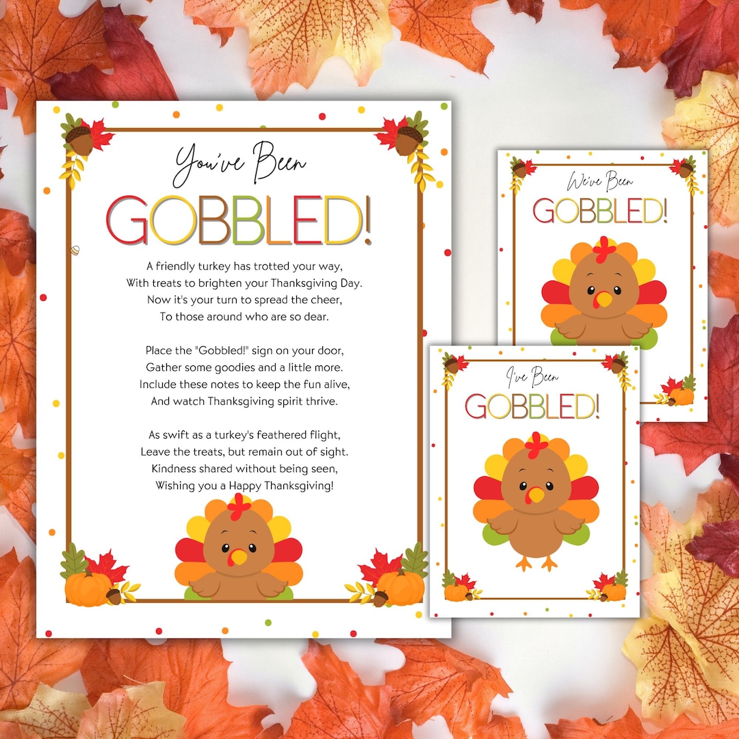 Thanksgiving You've Been Gobbled Printable | Fall Kindness Activity ...