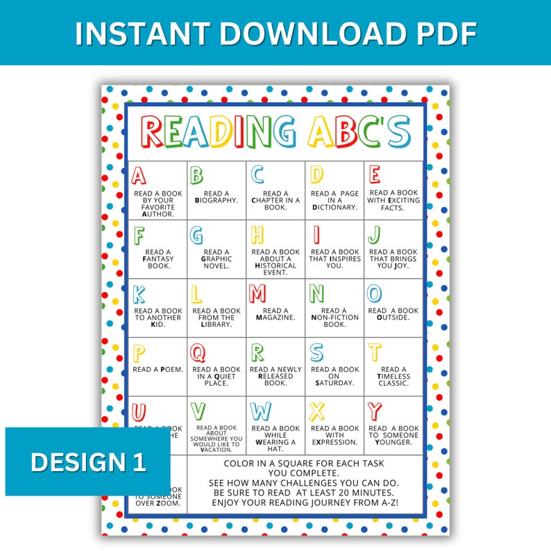 Reading Abc's Printable | Fun Reading Challenge for Kids | Instant ...