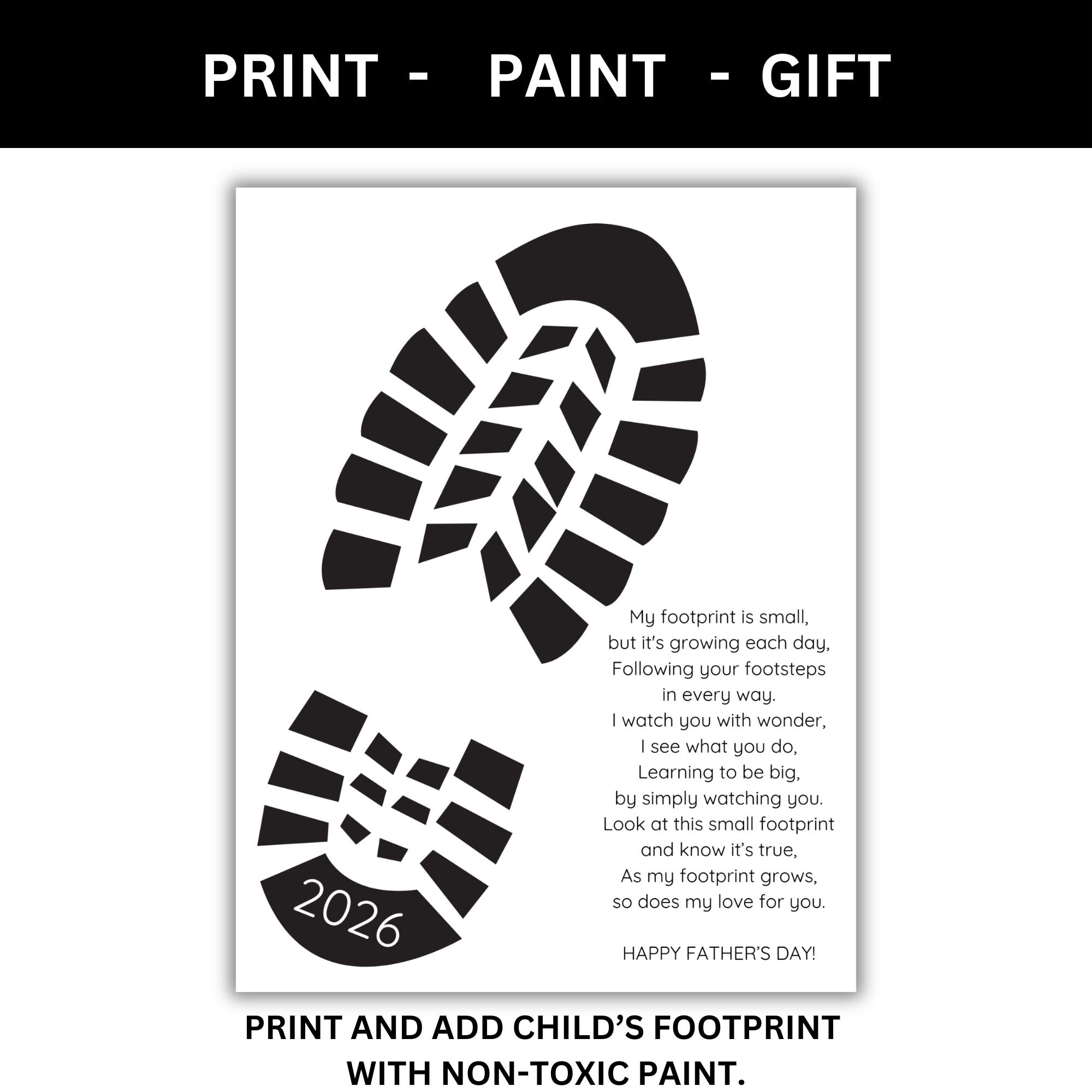 Father's Day Footprint Art Keepsake, DIY Toddler Craft Gift (instant ...
