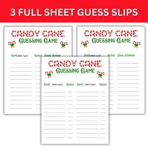 Candy Cane Guessing Game Printable | Christmas Party Game - Etsy