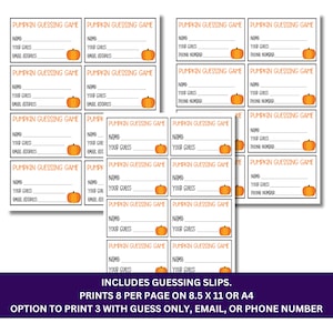 Printable Guess How Many Pumpkins Game Harvest (Download Now) - Etsy