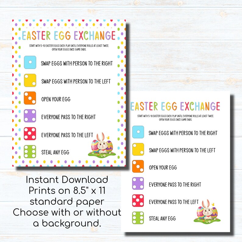 Easter Egg Exchange Game Printable Easter Games Easter | Etsy