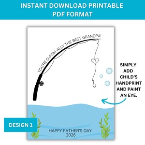 Father's Day Handprint Craft: Grandpa Fishing Gift (instant Download ...
