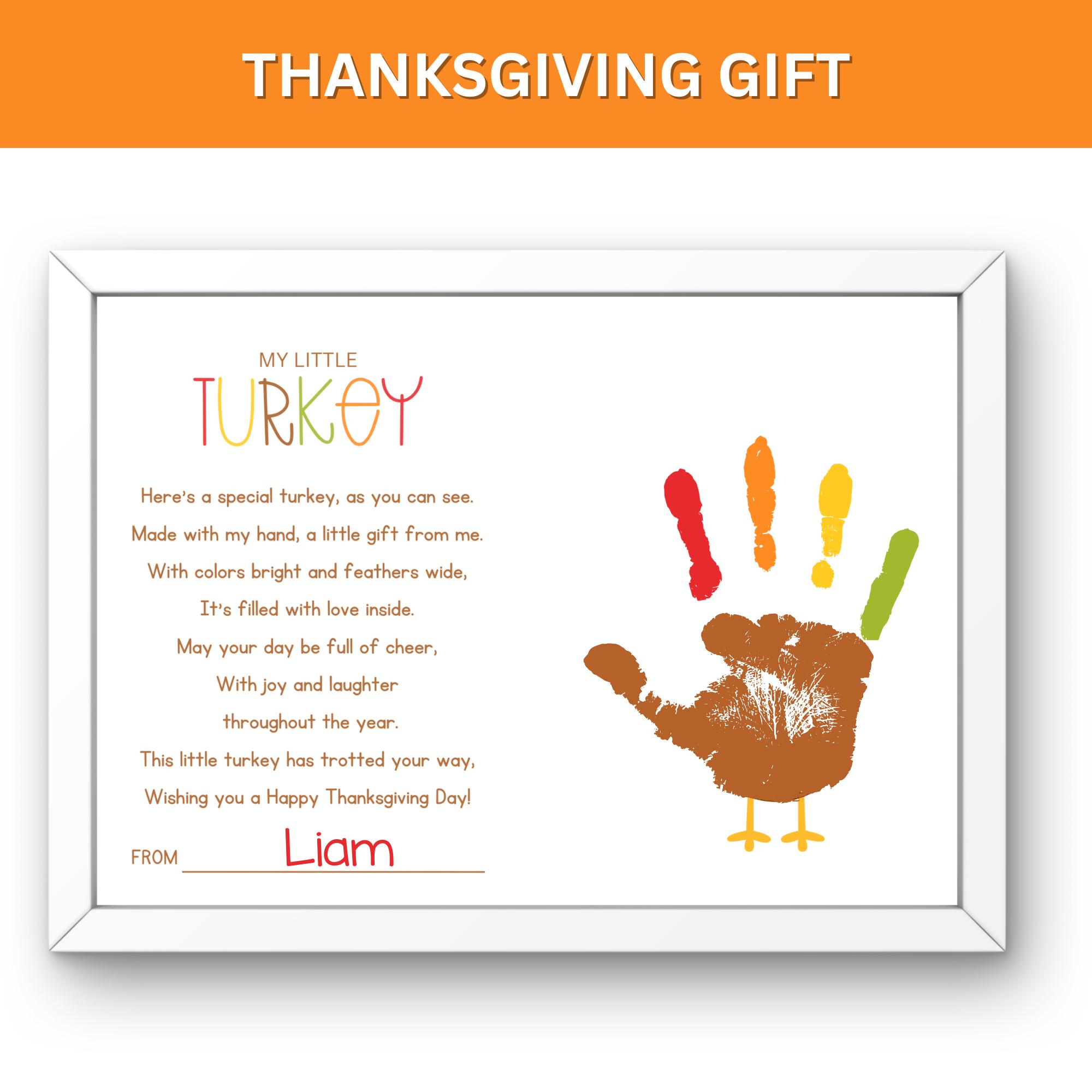Turkey Poem Handprint Art: Thanksgiving Keepsake Craft (instant ...