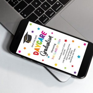 Editable Daycare Graduation Invitation Canva Template Electronic ...