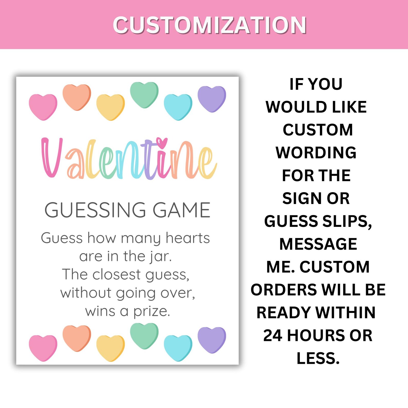 Valentine Guessing Game: Hearts in Jar Party Game (printable PDF) - Etsy