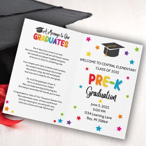 Editable Pre-k Graduation Program, Canva Template, Instant Download, 8.5x11 & A4, Preschool ...