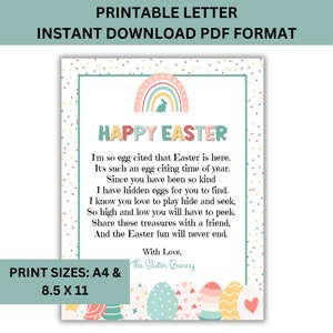 Editable Easter Bunny Letter, Printable Easter Bunny Letter, Editable ...