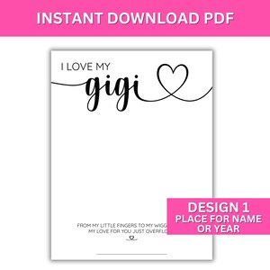 I Love My Gigi Handprint Footprint Art, Mother's Day Gift (instant ...
