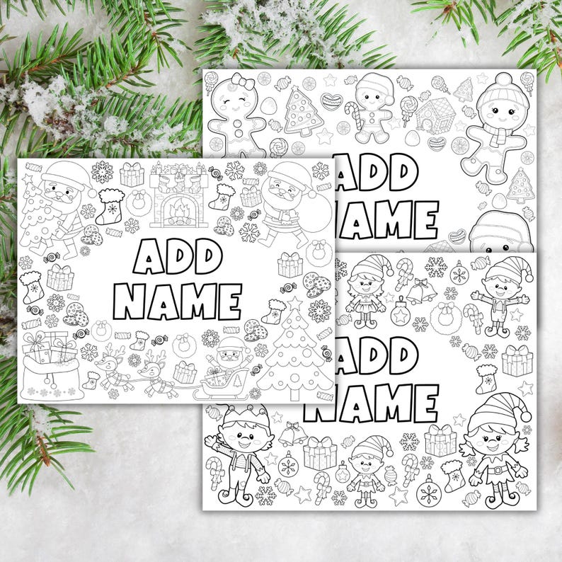 Christmas Placemats Printable and Editable, Christmas Coloring Pages ...
