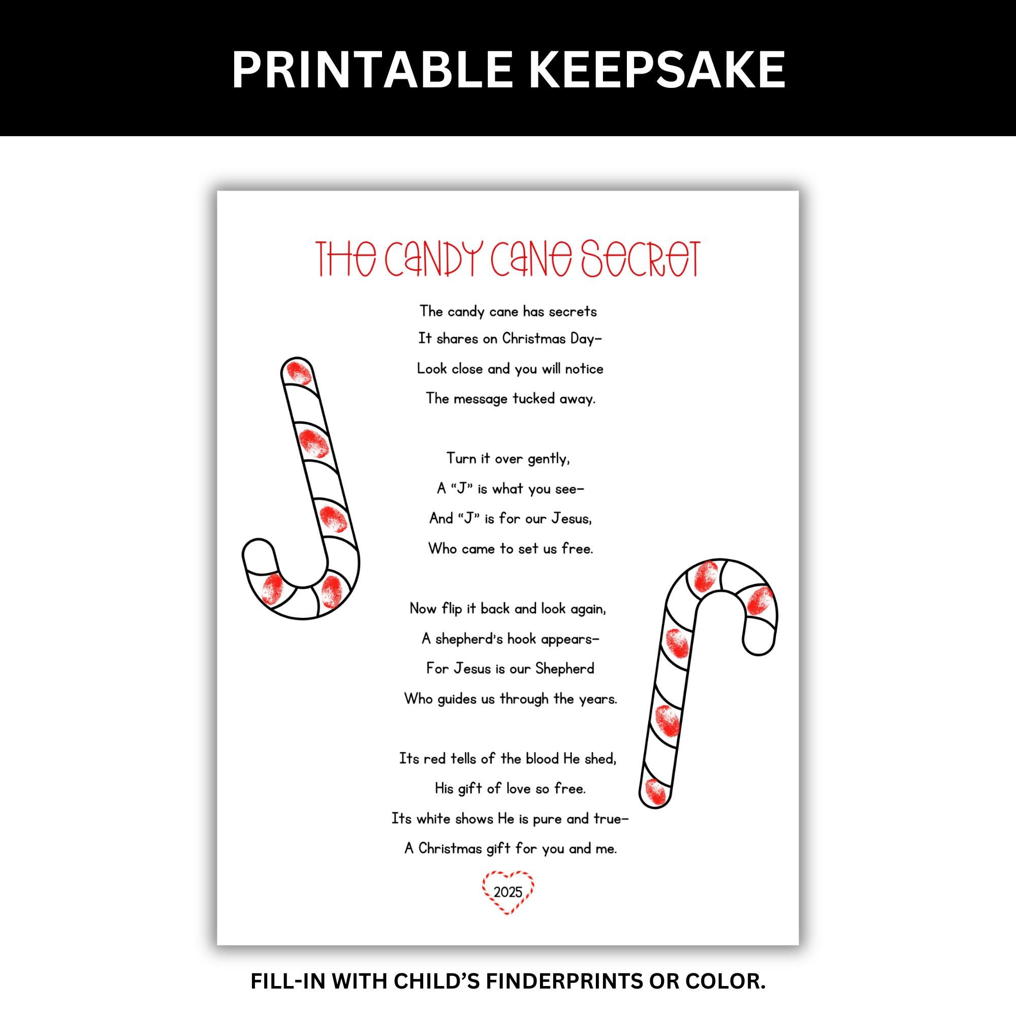 Candy Cane Poem Printable | Christian Christmas Craft for Kids ...