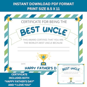 All About My Uncle Printable - Father's Day Gift - Instant Download PDF ...