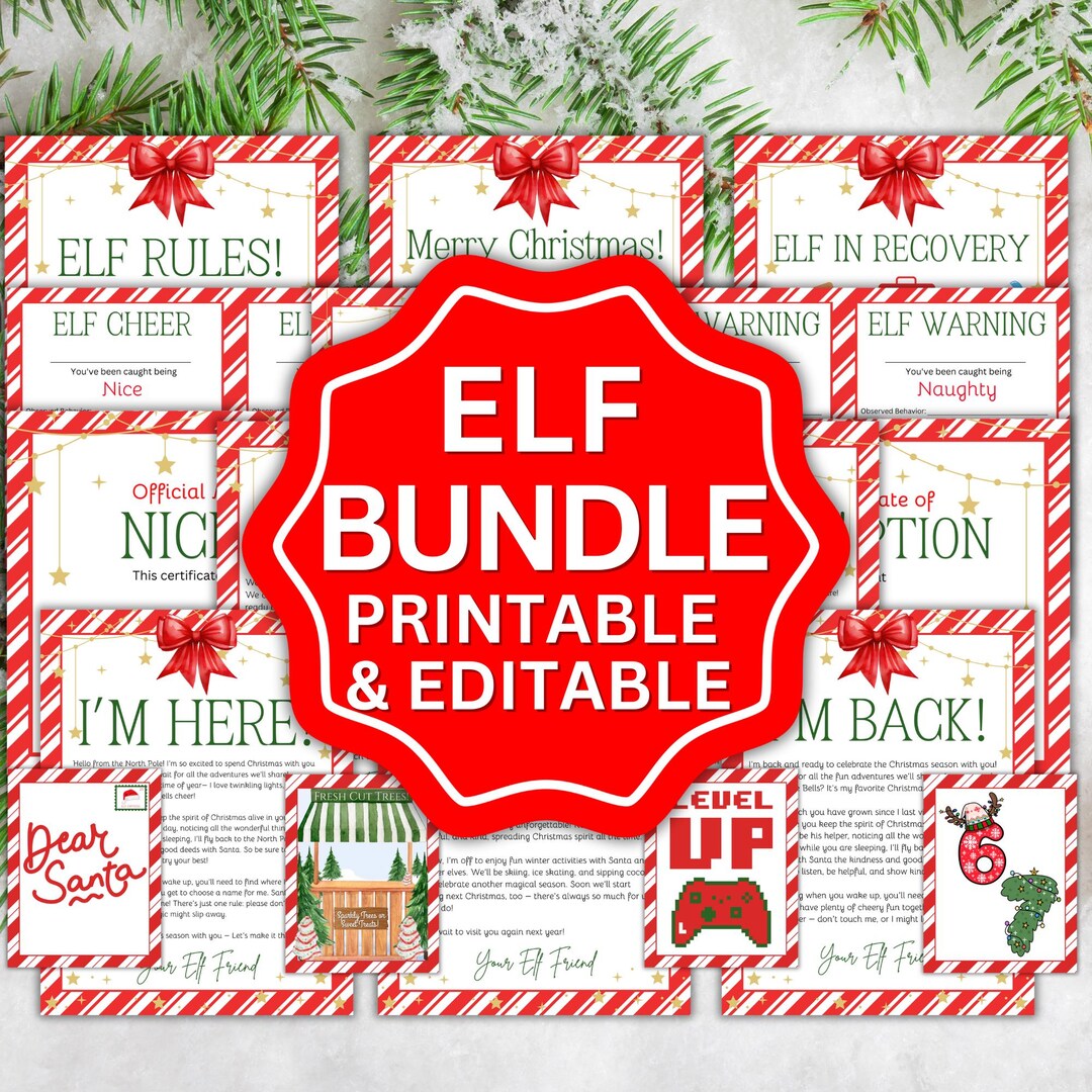 Elf Letter Bundle: Christmas Arrival, Goodbye, and Daily Notes and ...