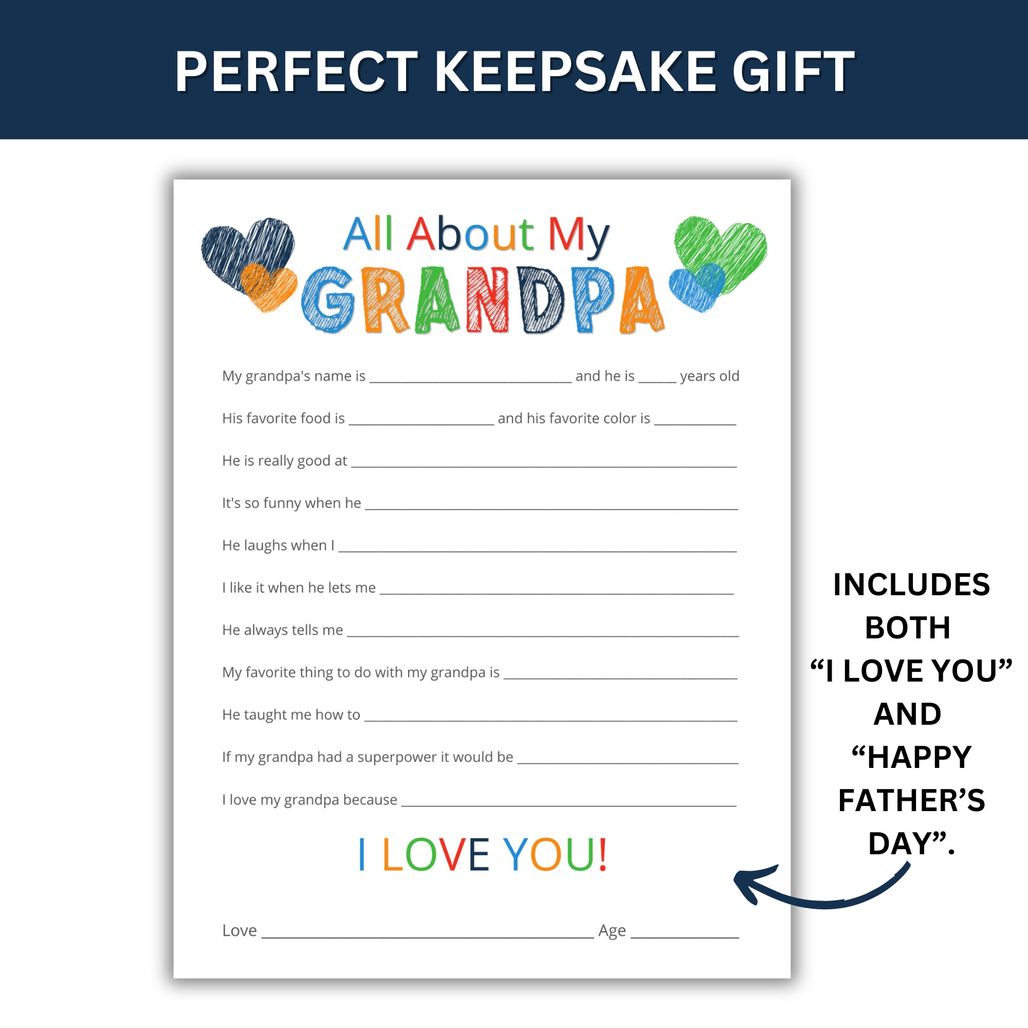 Grandpa Interview Printable | Father's Day Gift, Birthday Keepsake ...