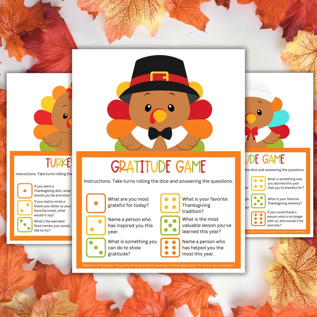 Thanksgiving Gratitude Game - Printable Dice Game - Instant Download ...