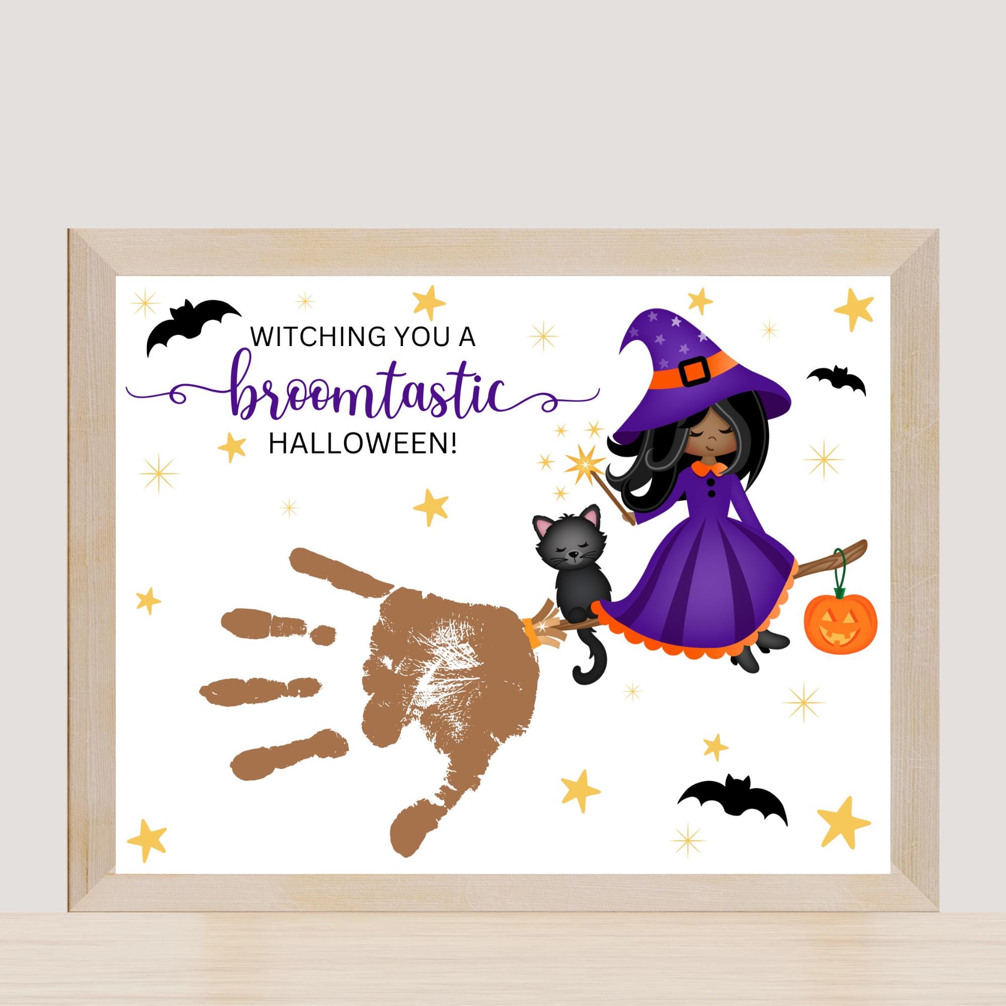 Witch Handprint Craft: Broomtastic Halloween Kids Art (PDF Download) - Etsy