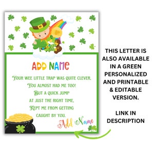St. Patrick's Day Printable, Leprechaun Letter Personalized, Mini ...