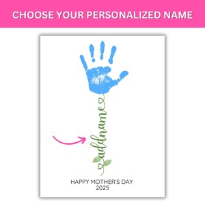 Personalized Handprint Flower Stem | Mother's Day Gift (PDF Printable ...