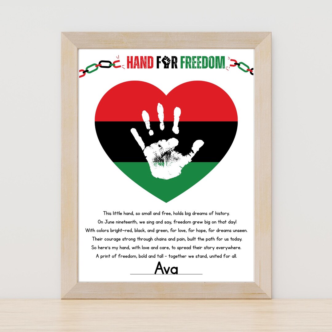 Juneteenth Handprint Craft | Freedom Poem Printable | Kids Art Keepsake ...