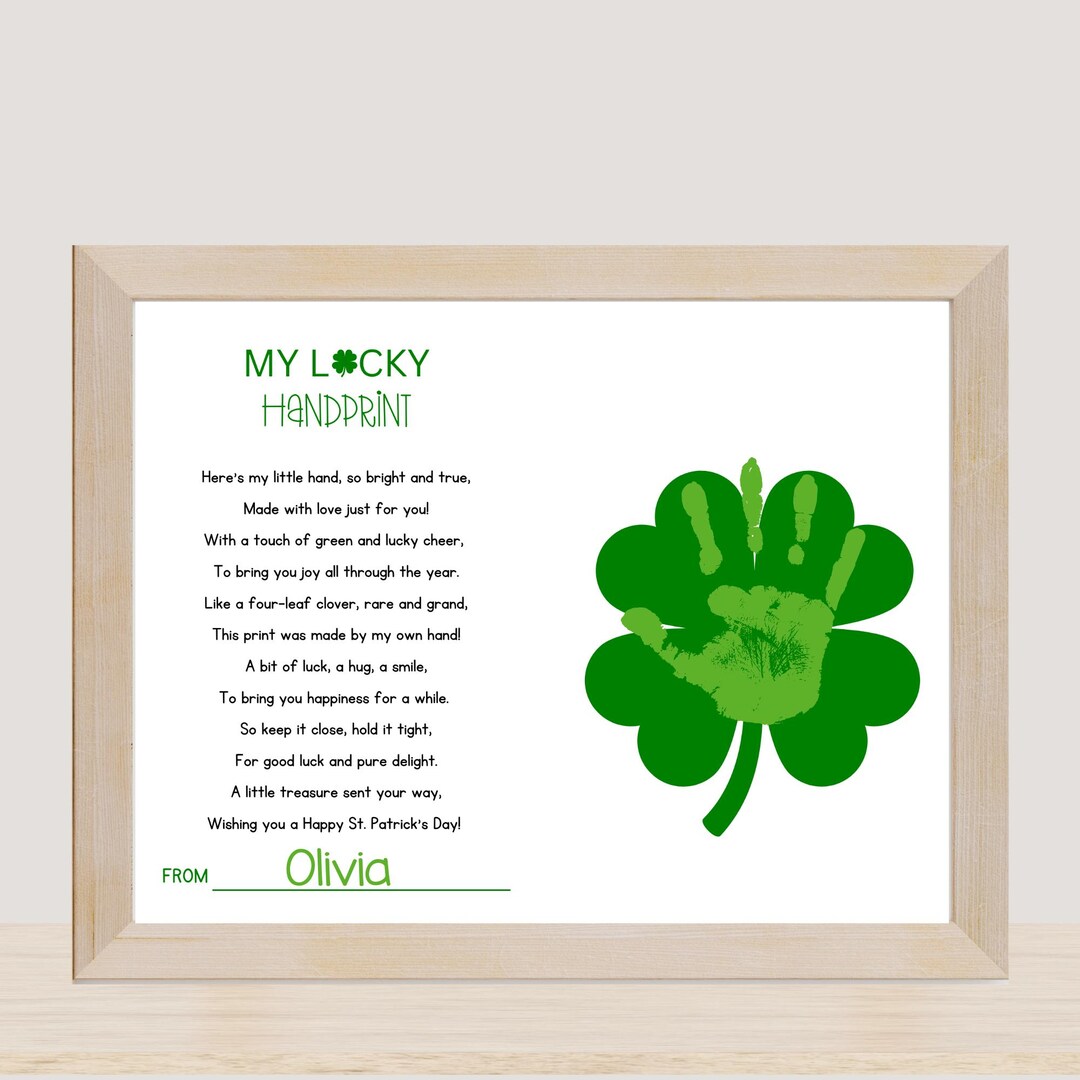 St. Patrick's Day Handprint Craft for Kids, Four-leaf Clover Poem, Fun ...