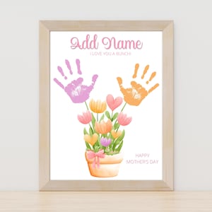 Personalized Handprint Flower Art – Gift for Mom, Grandma, Aunt ...