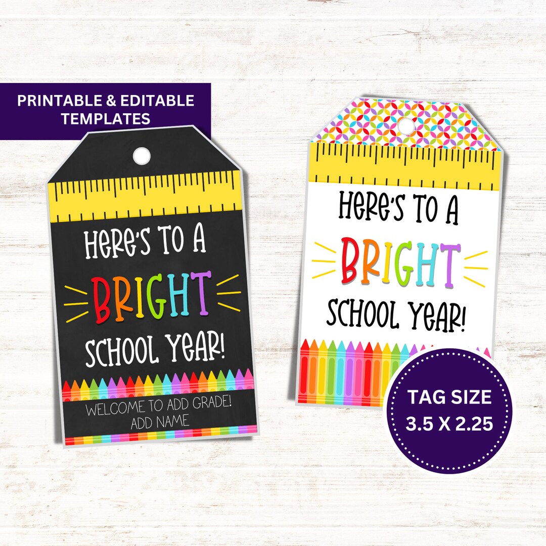 Here's to a Bright School Year Gift Tags Printable and Editable ...