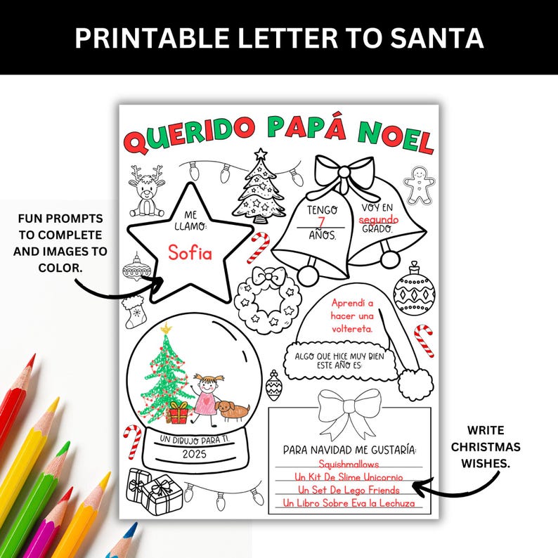 Spanish Letter to Santa Printable | Carta a Santa, Papá Noel | Instant ...