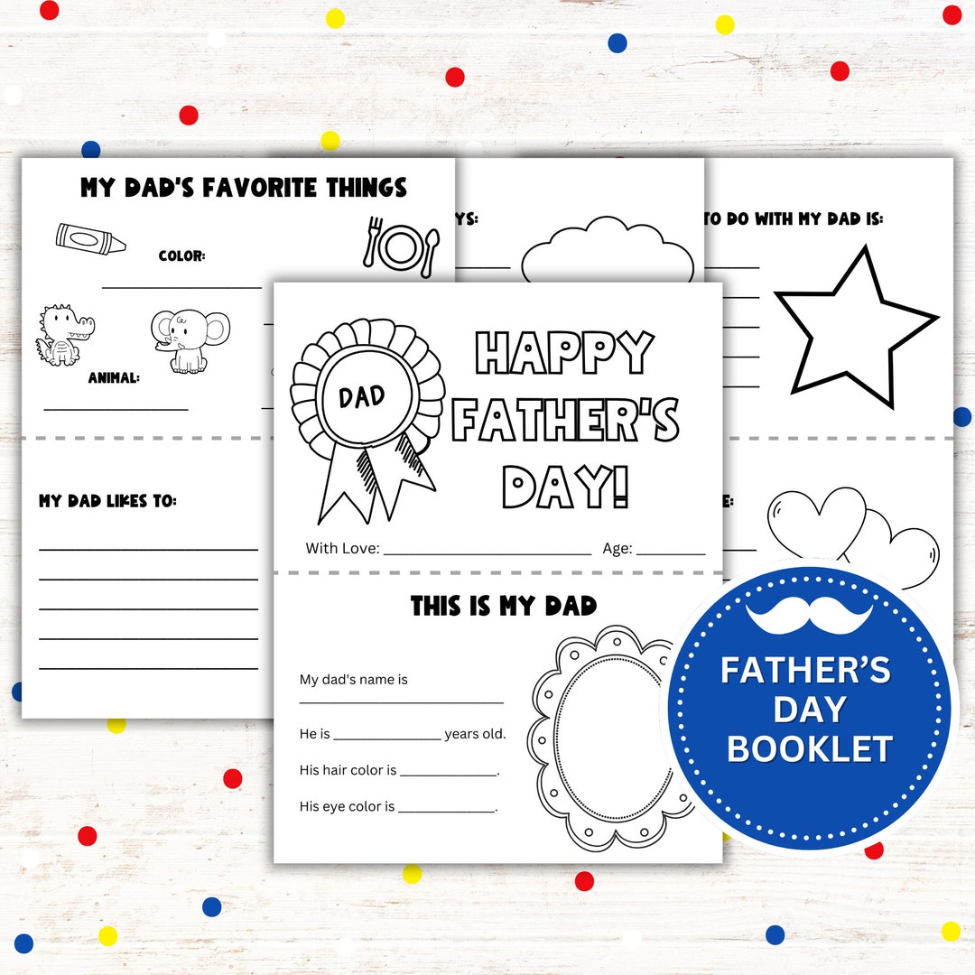 Printable Father's Day Booklet - Fun Prompts for Kids to Complete About ...