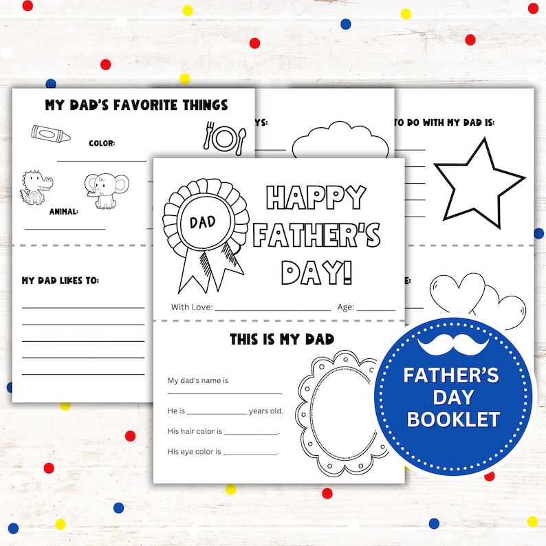 Printable Father's Day Booklet - Fun Prompts for Kids to Complete About ...