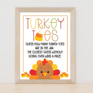 Turkey Toes Guessing Game Printable, Thanksgiving Party Game, Fall ...