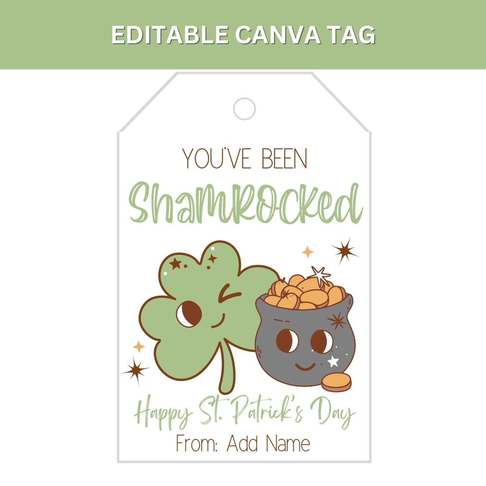St. Patrick's Day Shamrocked Gift Tags: Editable Canva Template ...