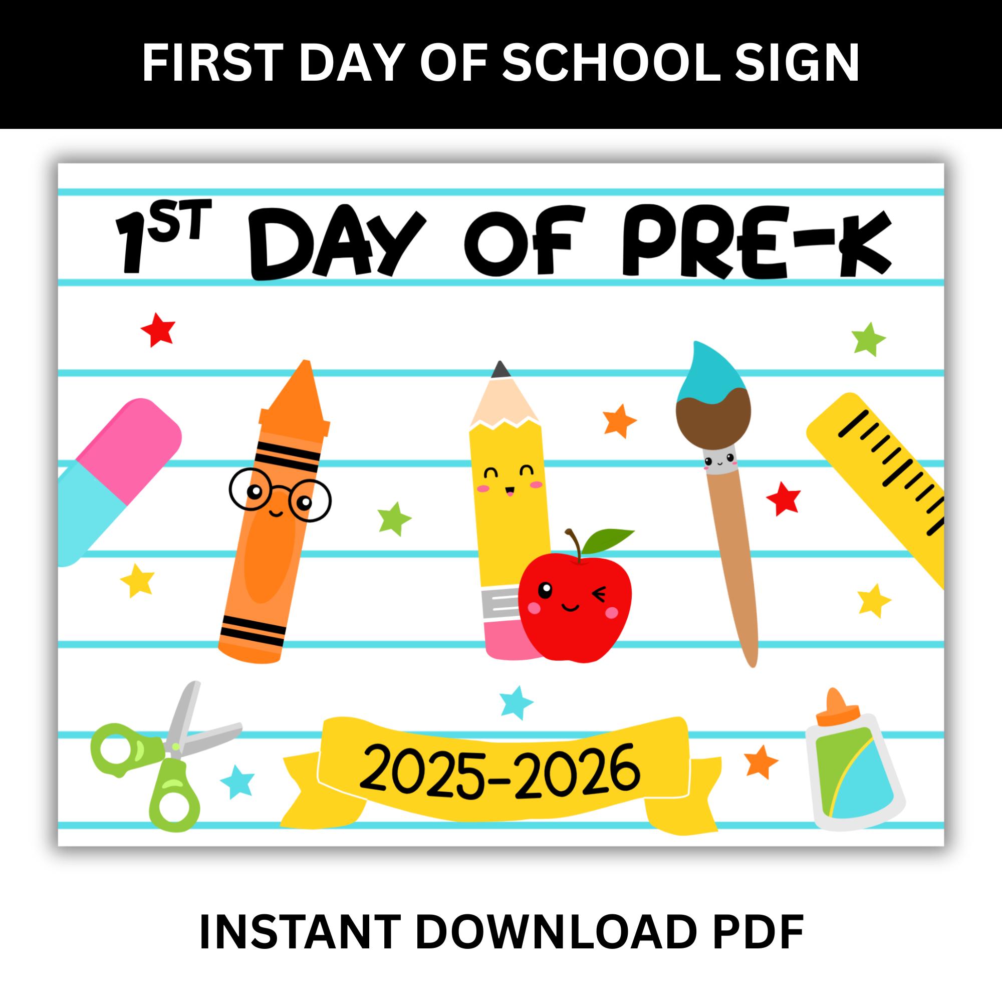 Pre-k First and Last Day Sign: Photo Prop Printable (PDF Download) - Etsy