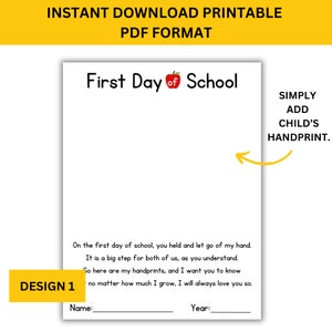 First Day of School Handprint Printable | 1st Day of School Poem | Back ...
