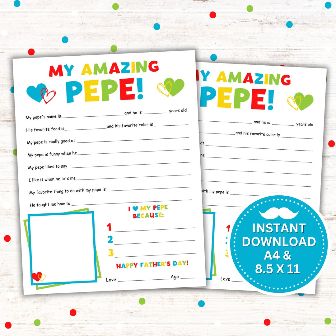 My Amazing Pepe Printable - Father's Day Gift - Birthday Gift ...