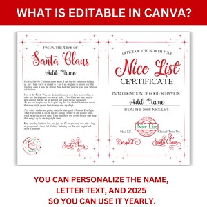 Letter From Santa and Nice List Certificate, Editable Christmas ...