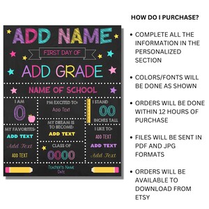 First Day of School Sign, Back to School Sign, Last Day of School Sign ...