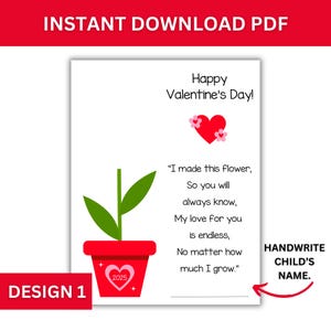 Valentine Handprint Craft for Kids, Flower Poem, Fun Valentine Activity ...