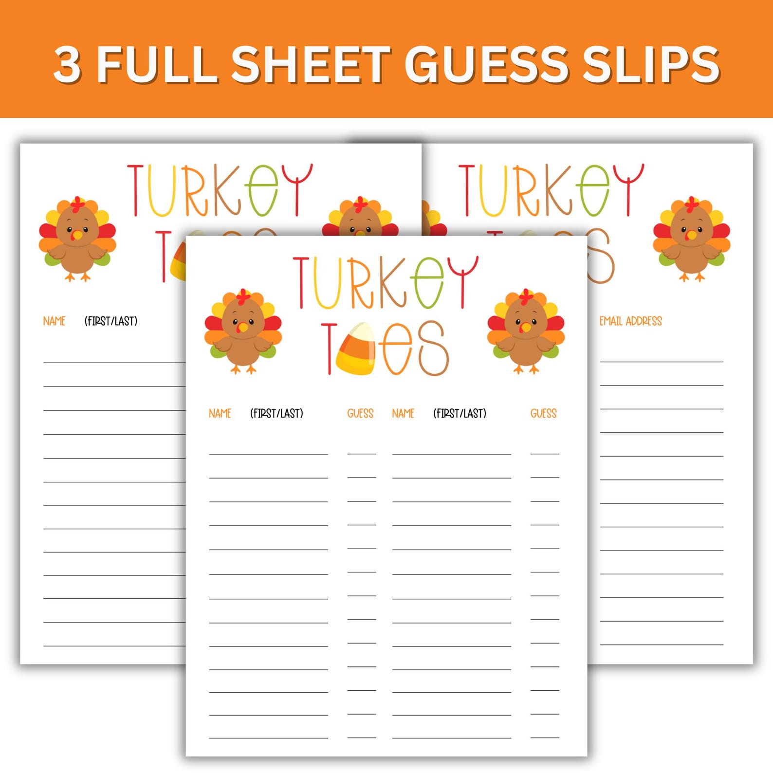 Turkey Toes Guessing Game Printable, Thanksgiving Party Game, Fall ...