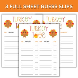 Turkey Toes Guessing Game Printable, Thanksgiving Party Game, Fall ...