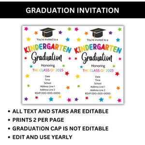 Kindergarten Graduation Bundle - Editable Canva Templates - Program ...