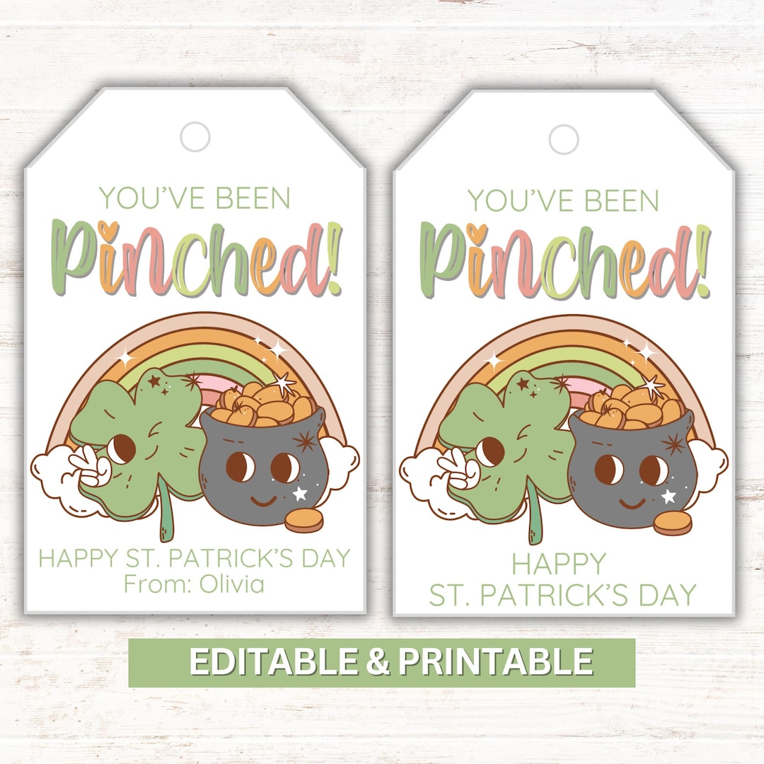 You've Been Pinched St. Patrick’s Day Gift Tag | Printable & Editable ...